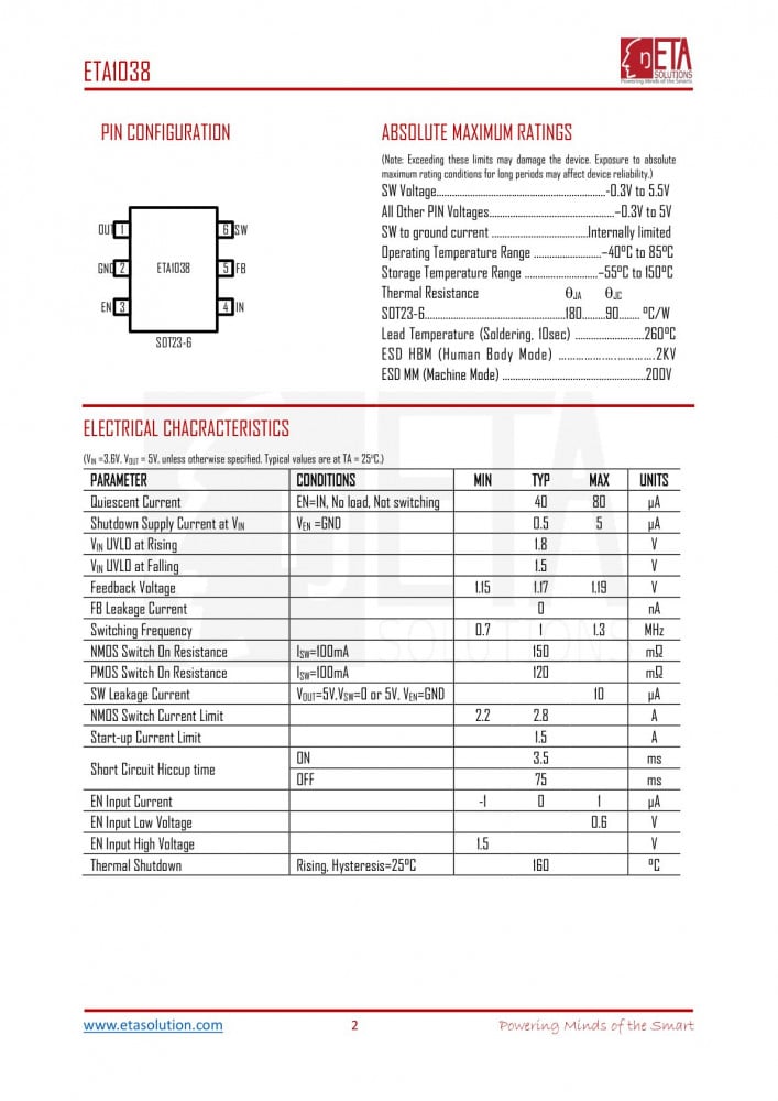 ETA1038S2G datasheet page 2