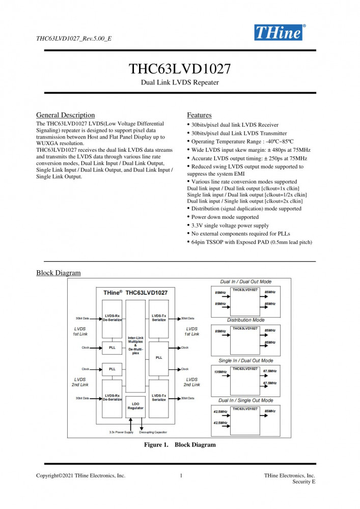 THC63LVD1027-B datasheet page 1