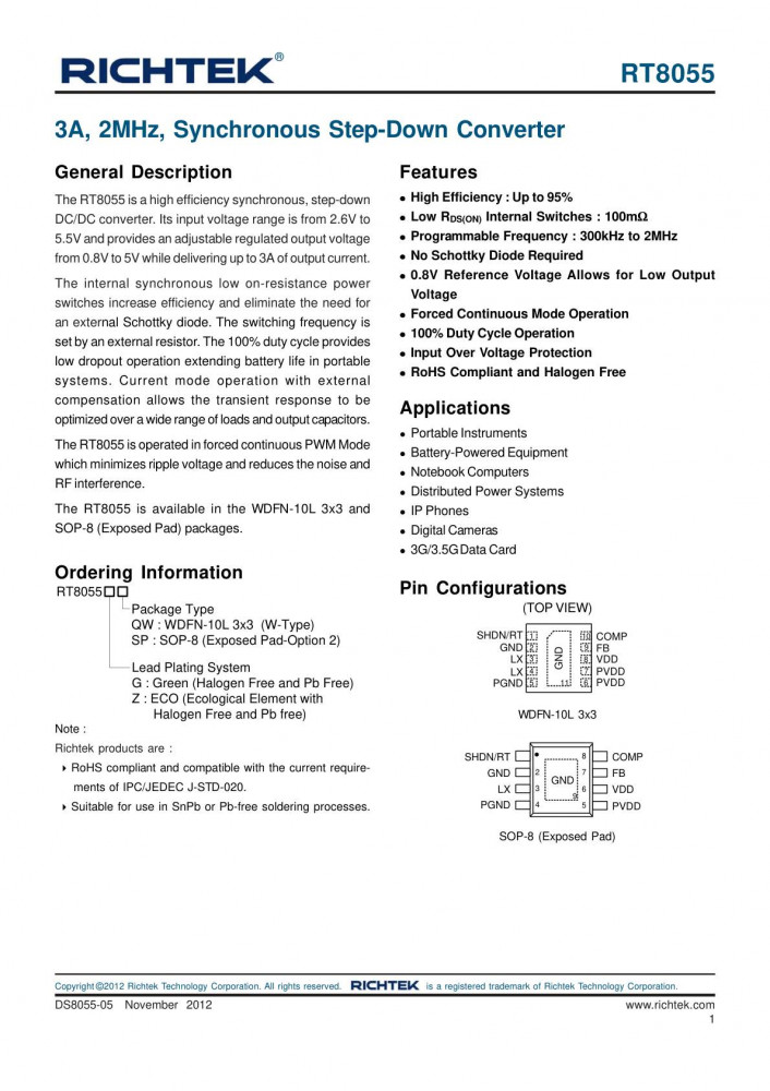 RT8055 datasheet page 1