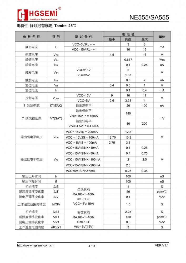 NE555 technical document page 4