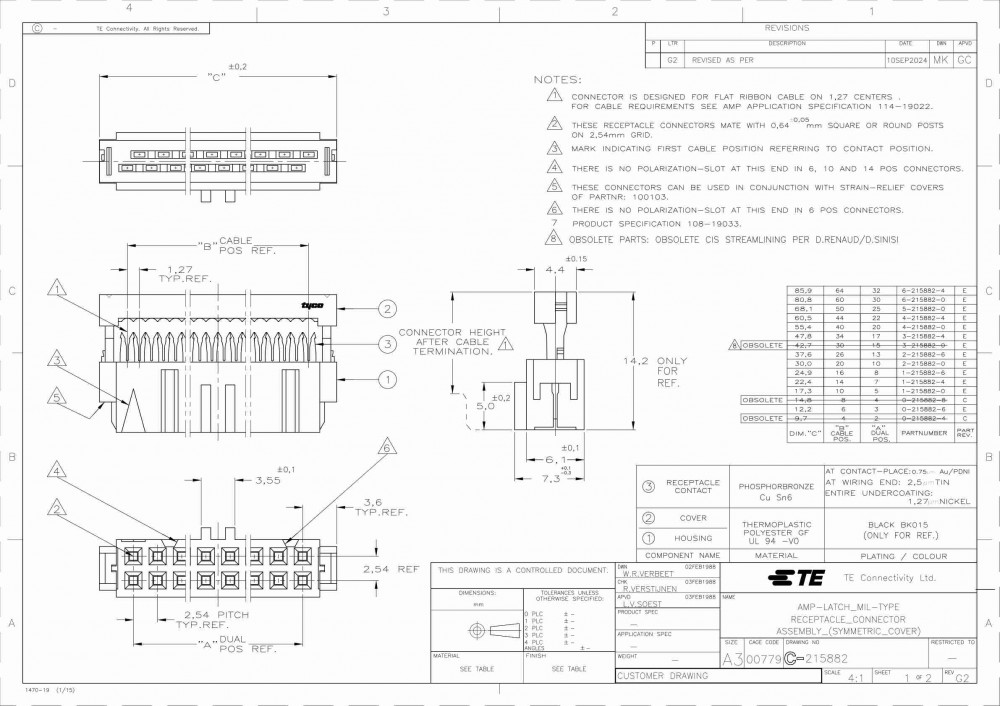 TE Connectivity 4-215882-0 controlled drawing page 1