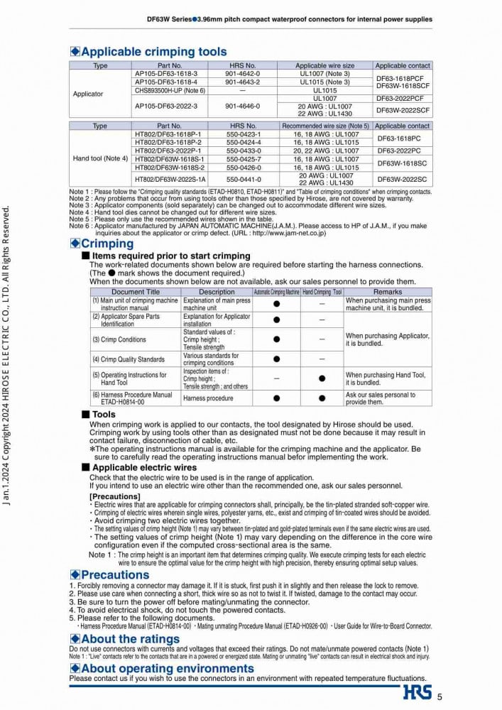 HRS DF63W datasheet page 5