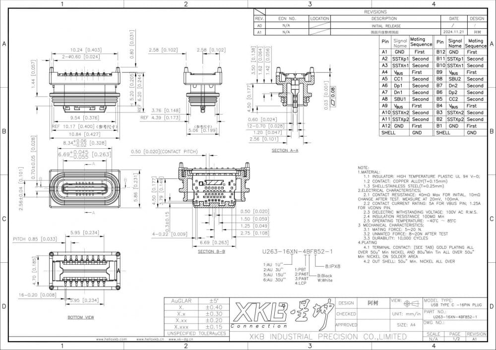 U263-161N-4BF852-1 technical document page 1