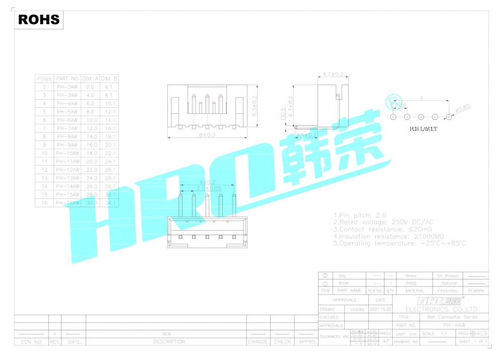Korean Hroparts Elec PH-6AW technical drawing