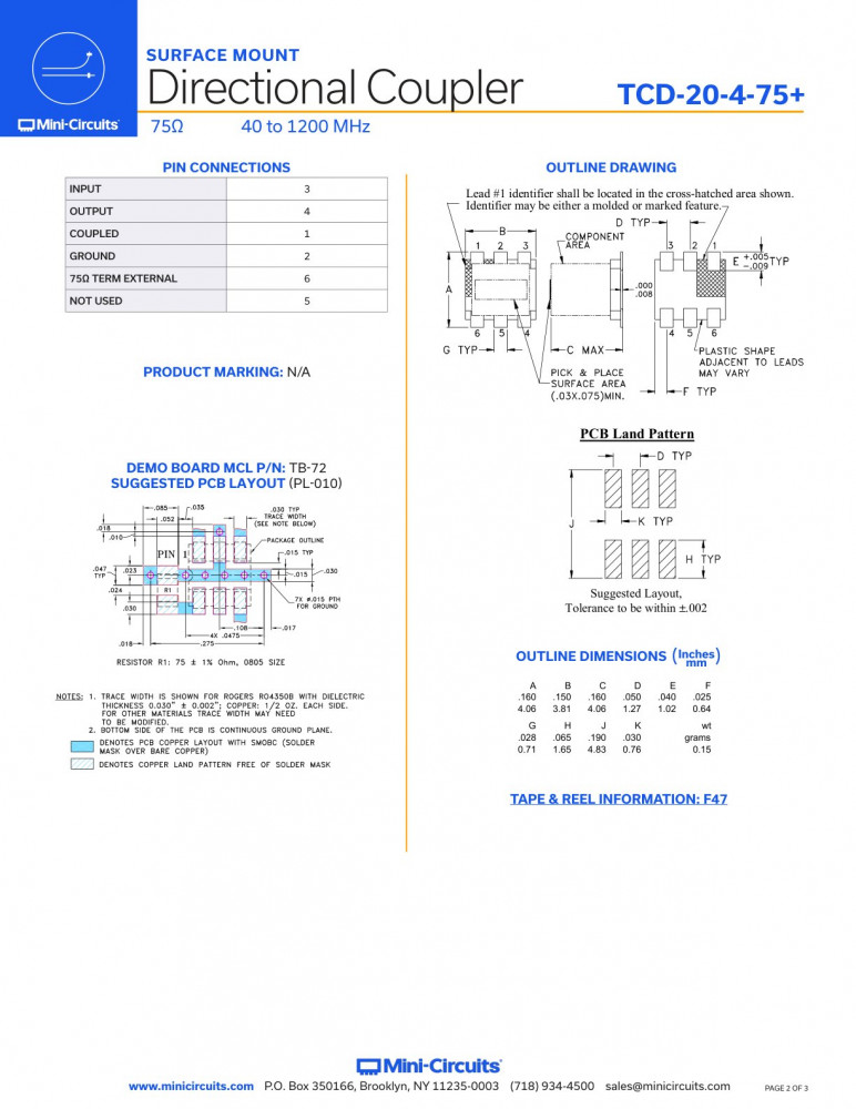 TCD-20-4-75+ technical document page 2