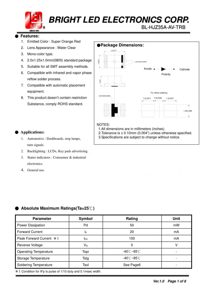 BL-HJZ35A-AV-TRB datasheet page 1