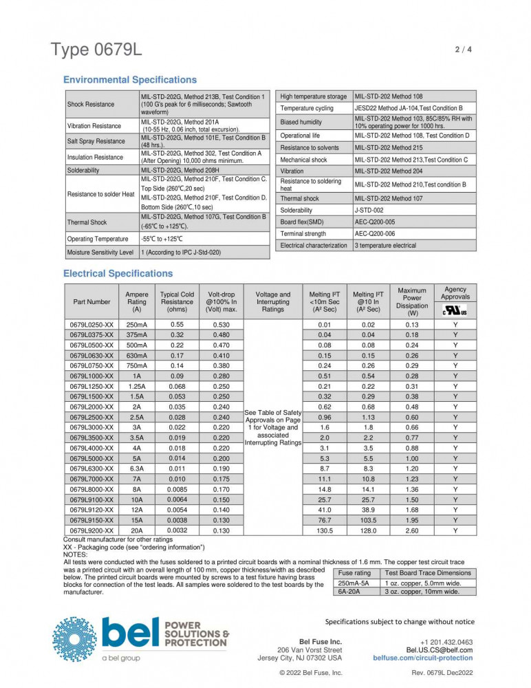 Bel Fuse 0679L datasheet page 2