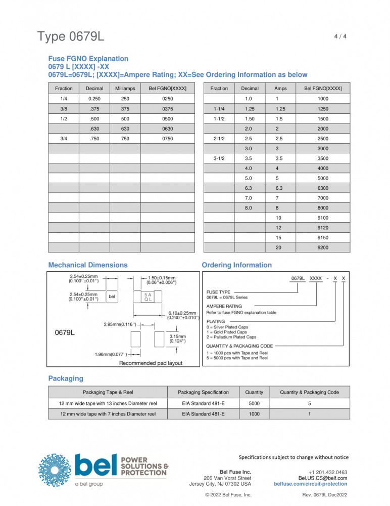 Bel Fuse 0679L datasheet page 4