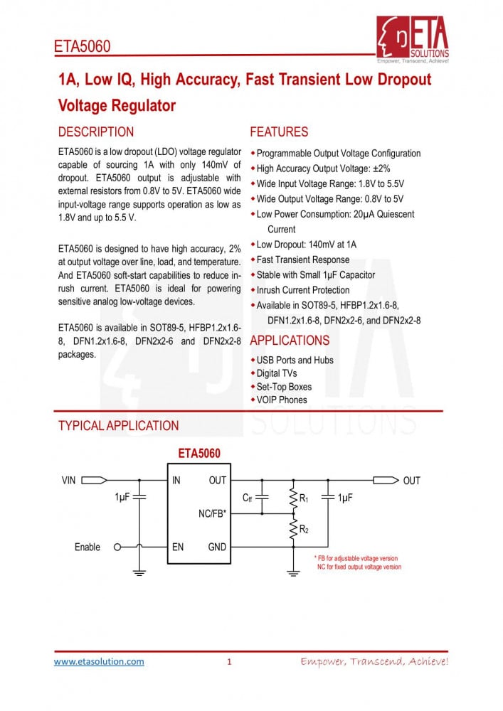ETA5060 datasheet page 1
