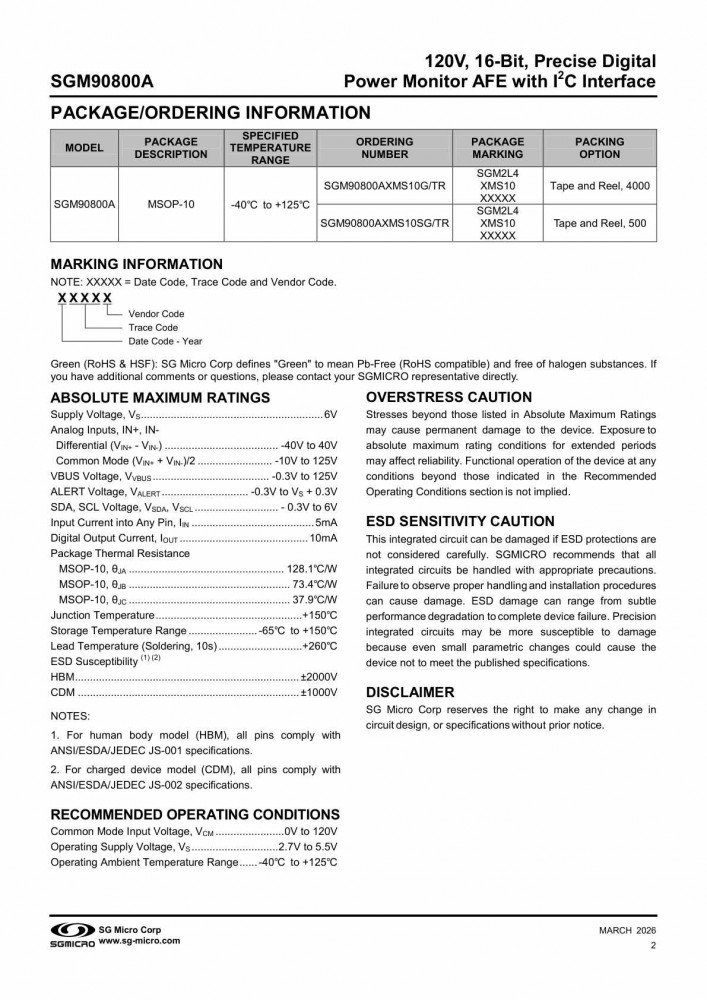 SGM90800A datasheet page 2