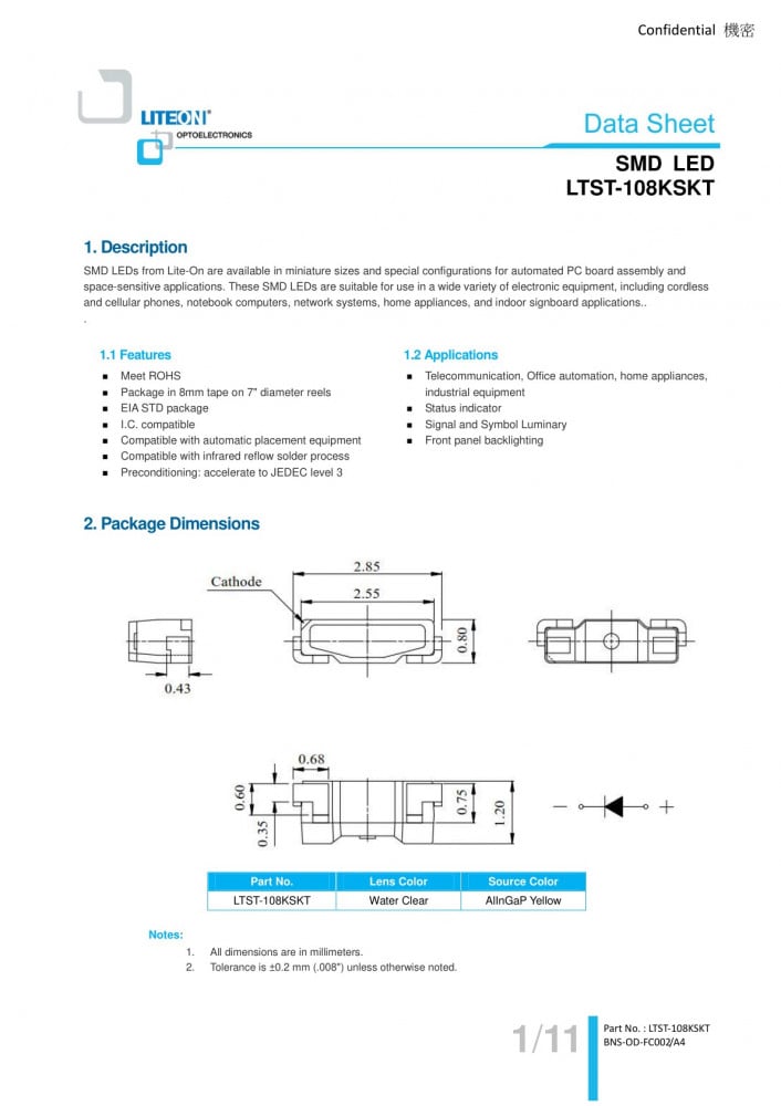 LTST-108KSKT datasheet page 2