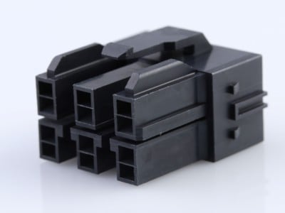 CP-6.5 Receptacle Housing, Glow-Wire Capable, 6.50mm Pitch, Dual Row, 6 Circuits, Blue