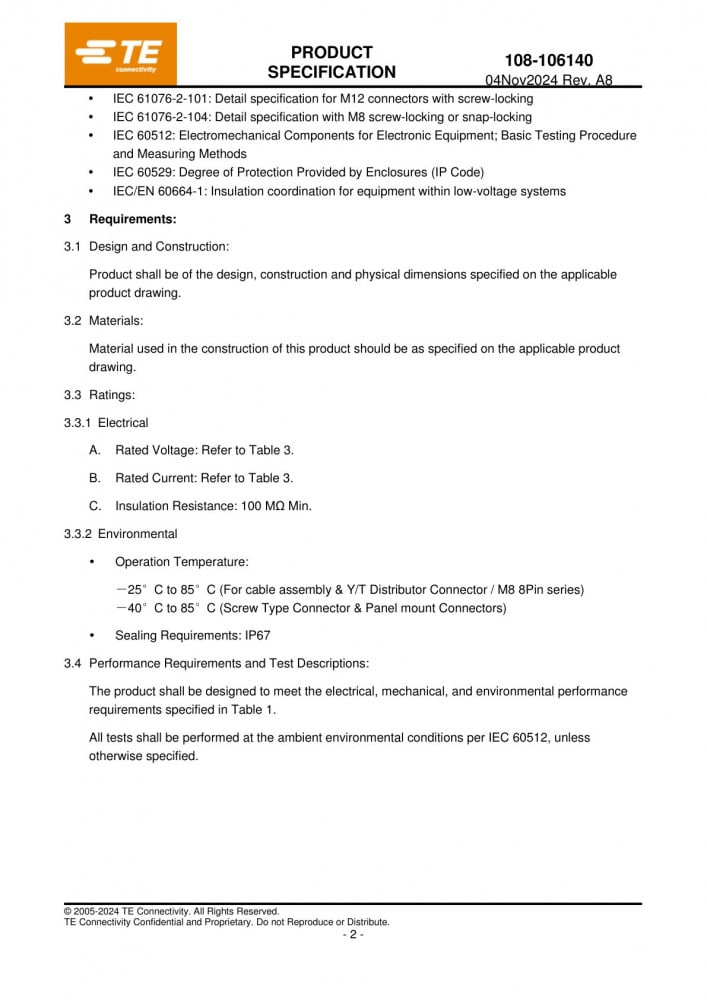 TE Connectivity specification page 2