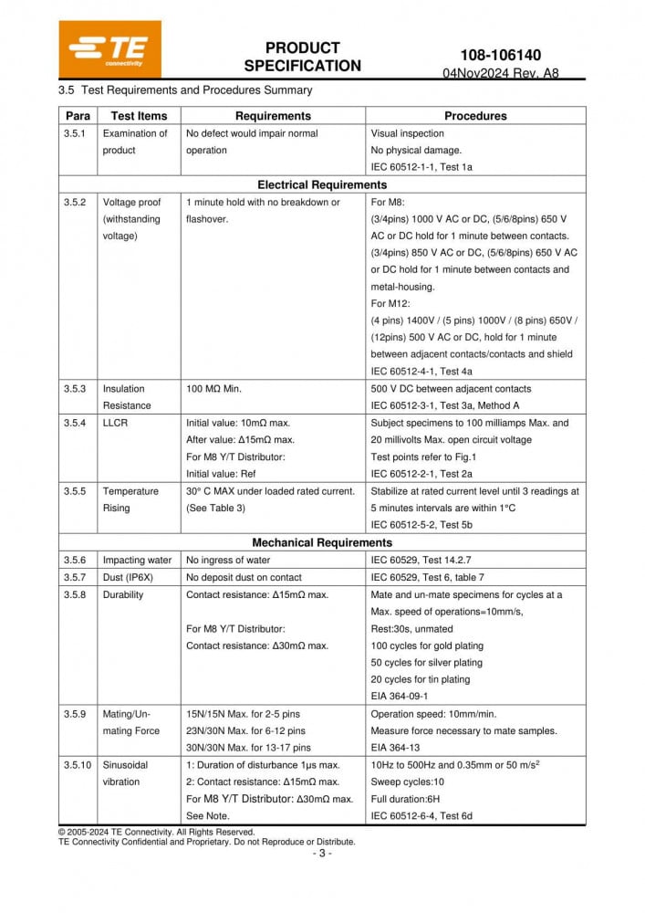 TE Connectivity specification page 3
