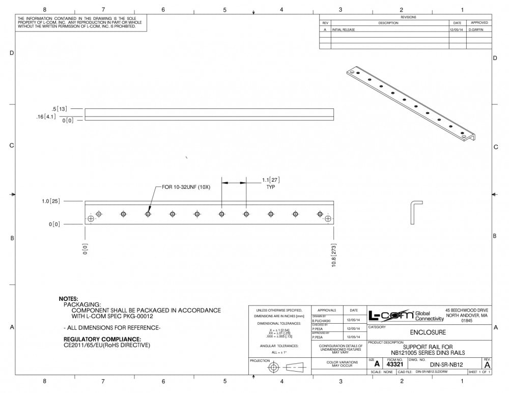 L-com DIN-SR-NB12 technical documentation page