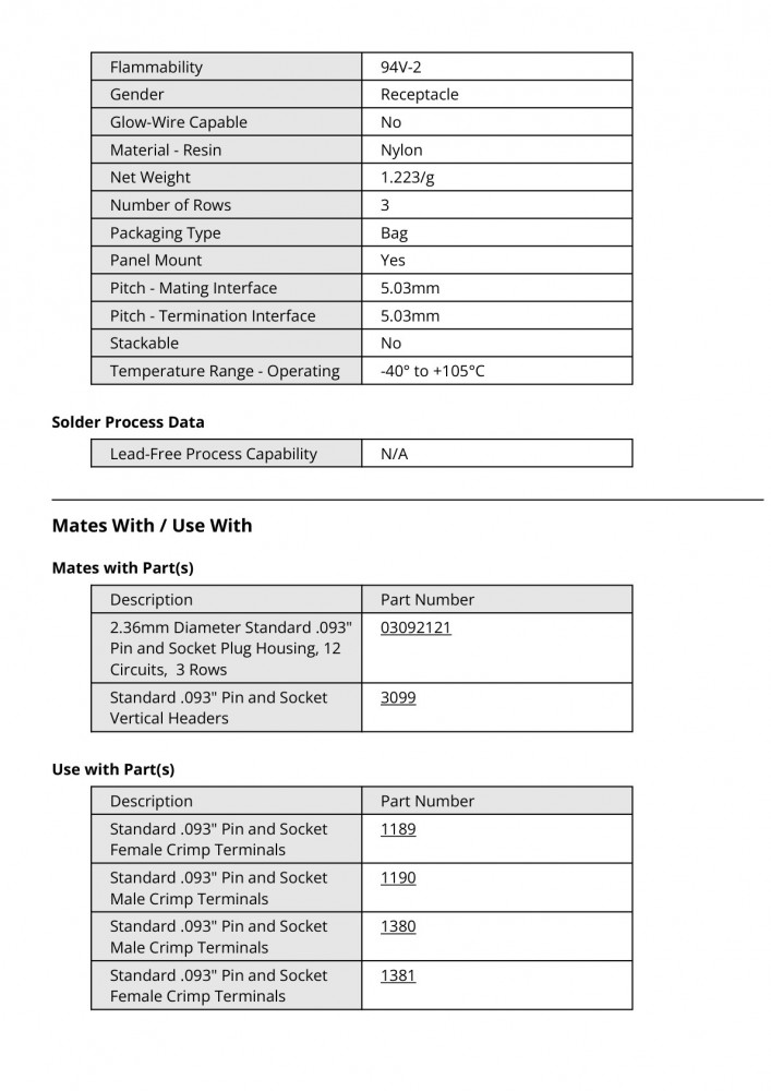 Molex .093 standard pin and socket terminals document page 3