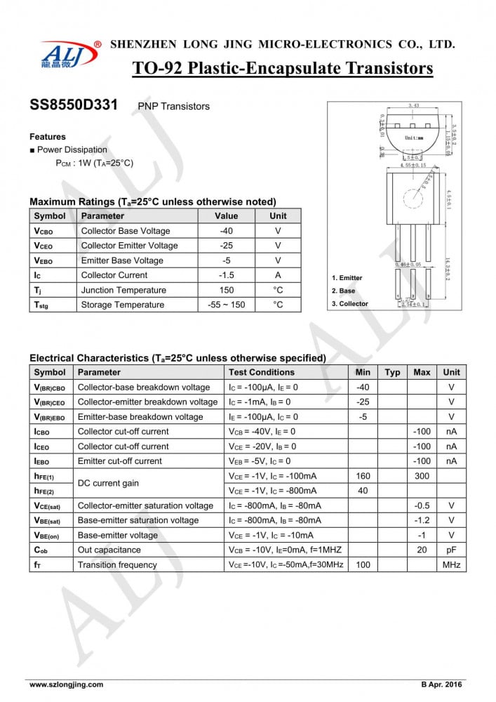 SS8550D331 datasheet page 1