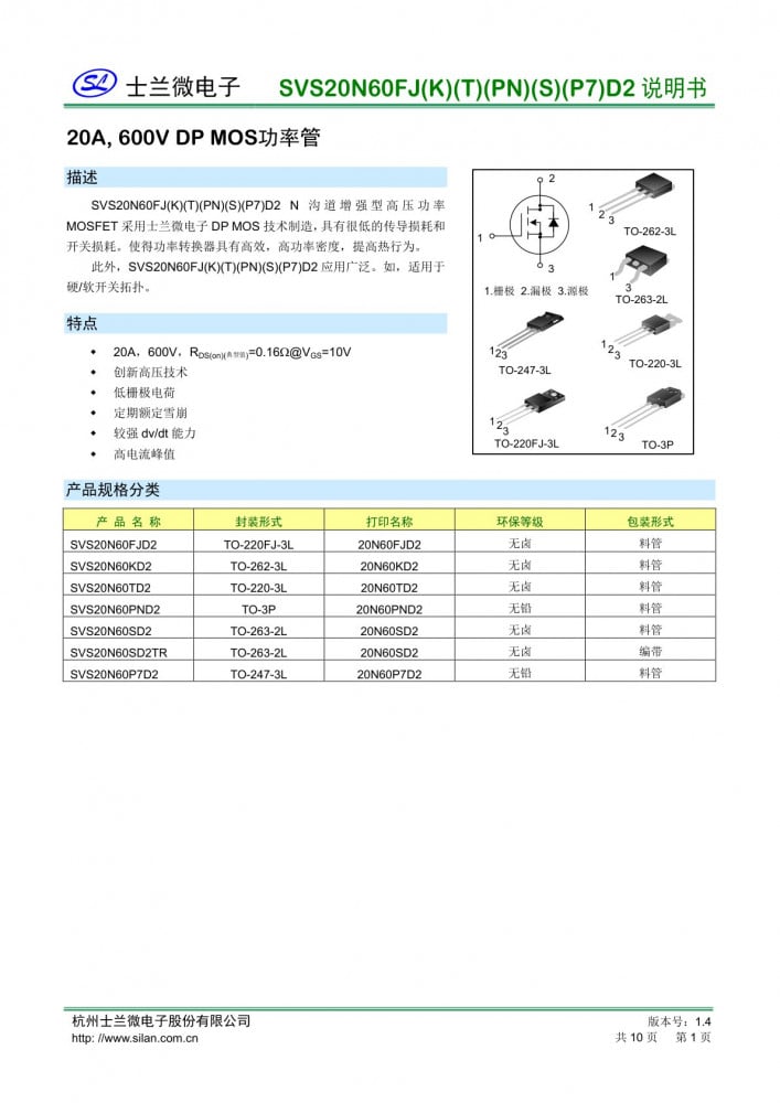 SVS20N60FJD2 datasheet page 1
