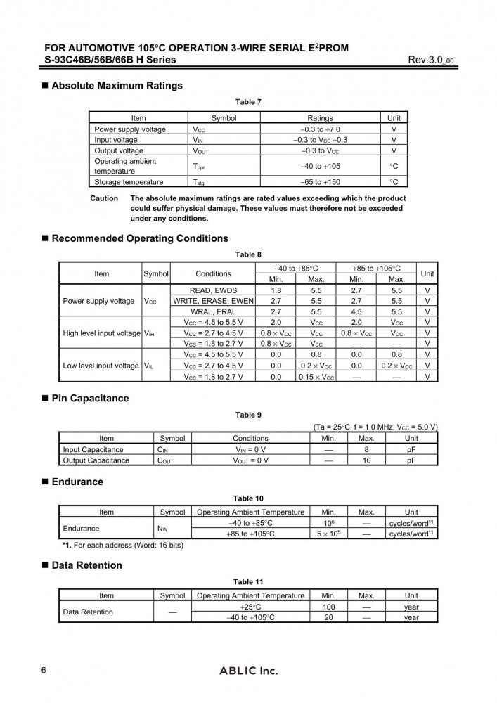 S-93C46B/56B/66B datasheet page 6
