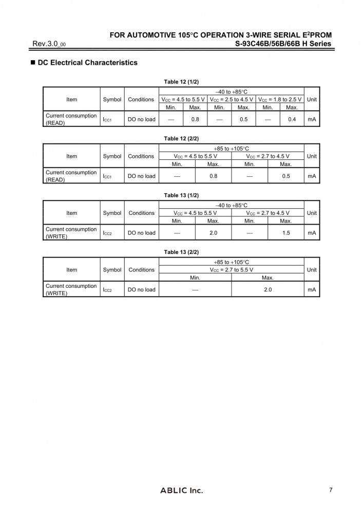 S-93C46B/56B/66B datasheet page 7