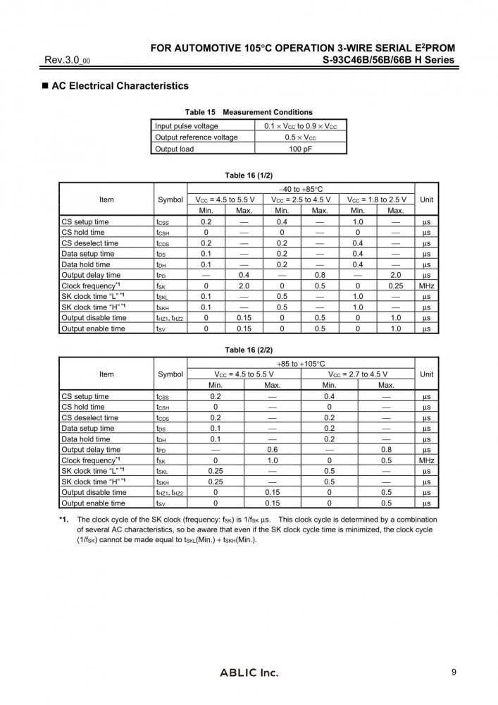 S-93C46B/56B/66B datasheet page 9