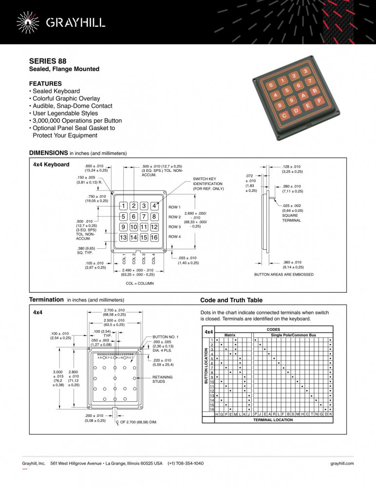 Grayhill Series 88 technical document, page 2