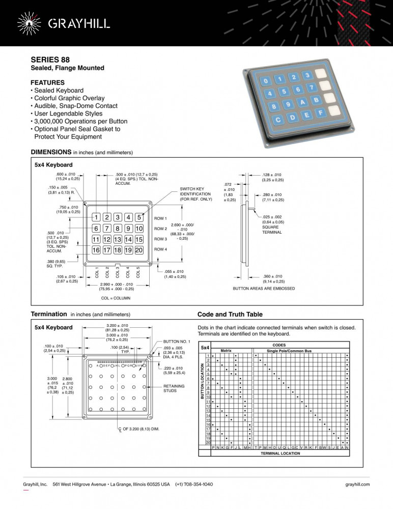 Grayhill Series 88 technical document, page 3