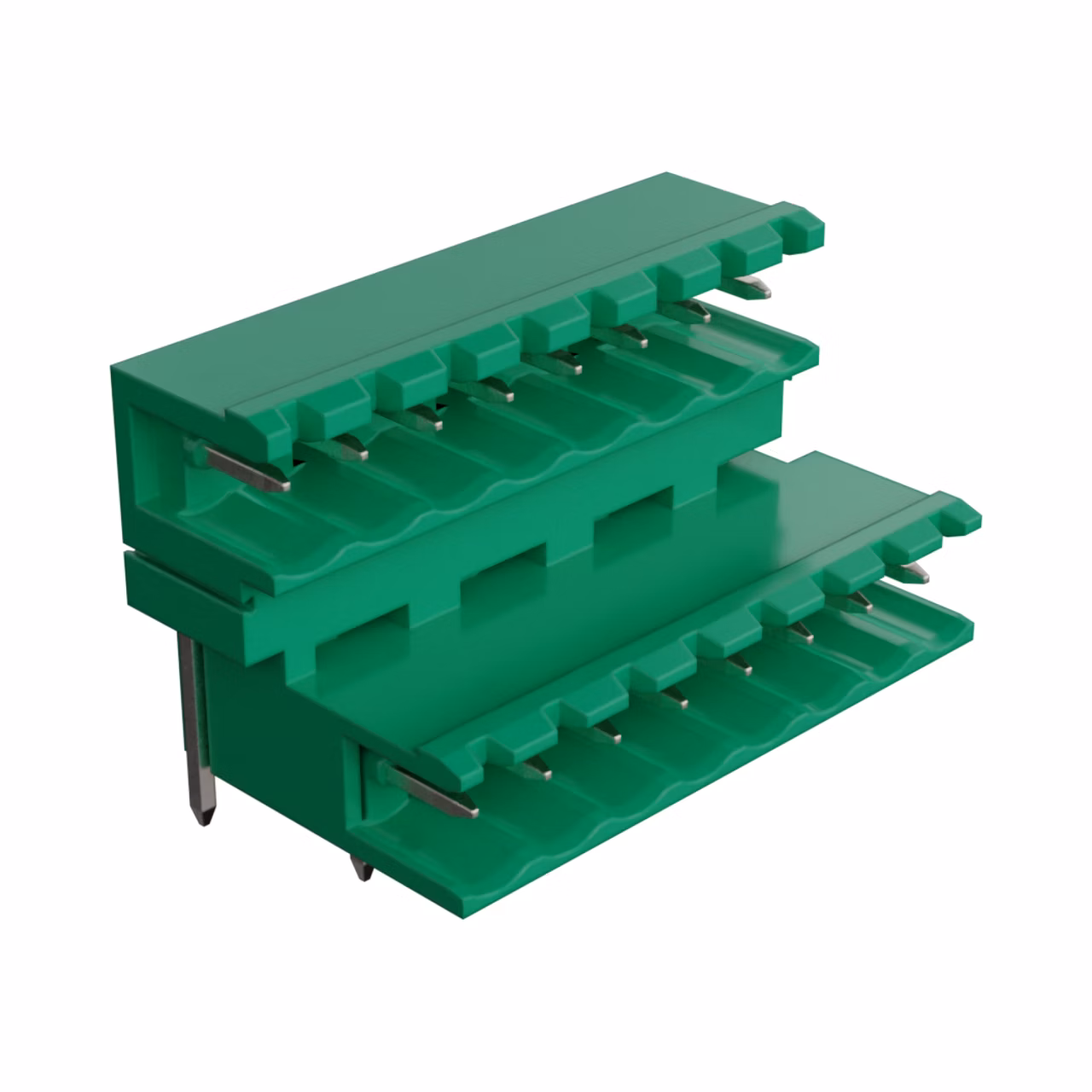 5.00mm Pitch Eurostyle Horizontal Dual Level PCB Header, Open Ends, Green Housing, 16 Circuits for sale