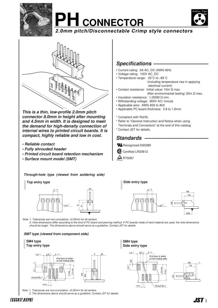 JST PH series documentation page 1