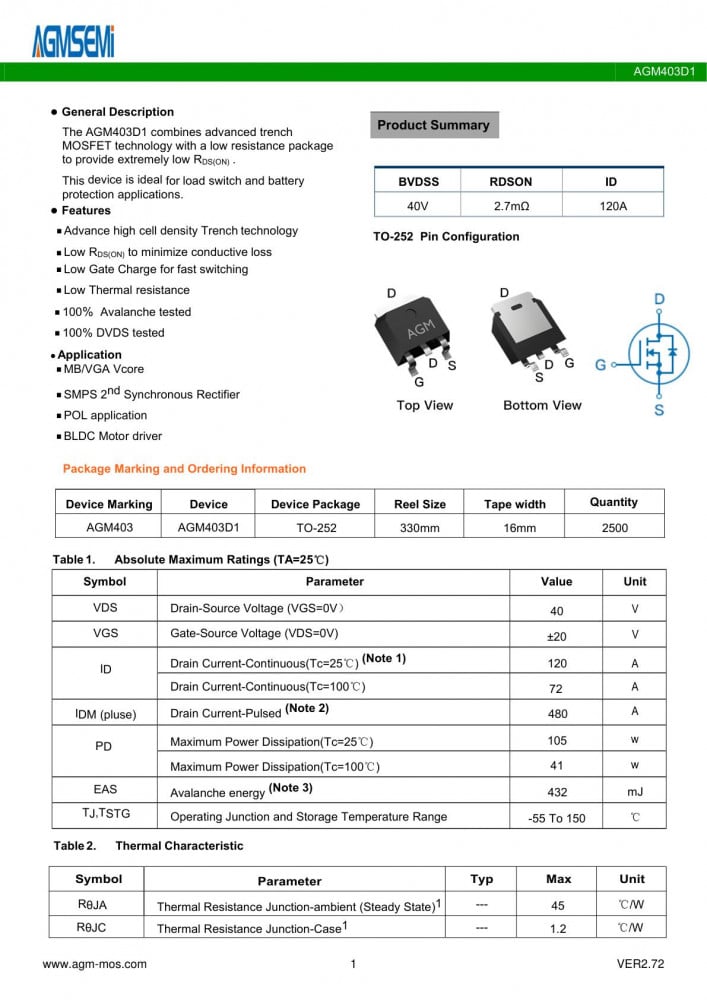 AGM403D1 datasheet page 1