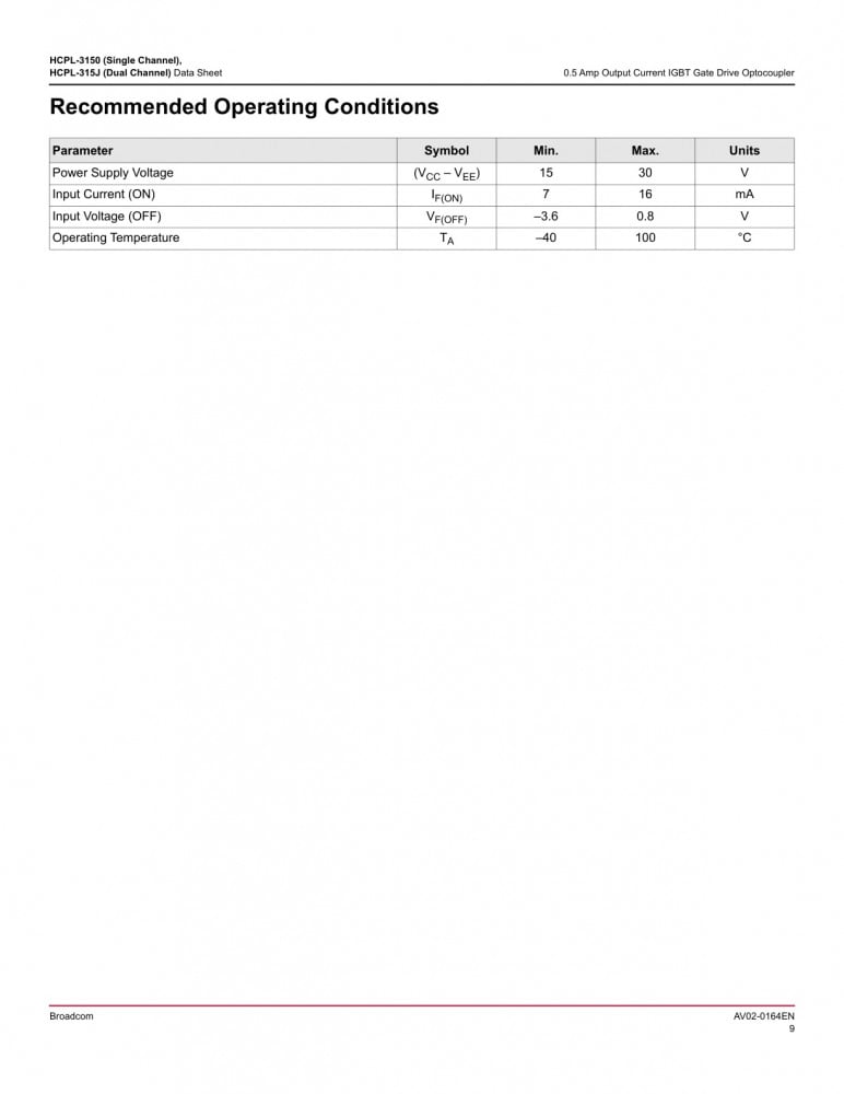 HCPL-3150 datasheet page 9