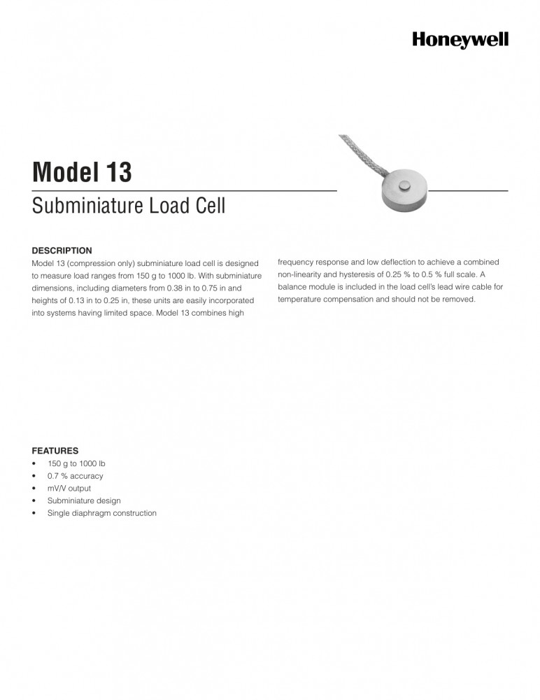 Honeywell Model 13 datasheet page 1