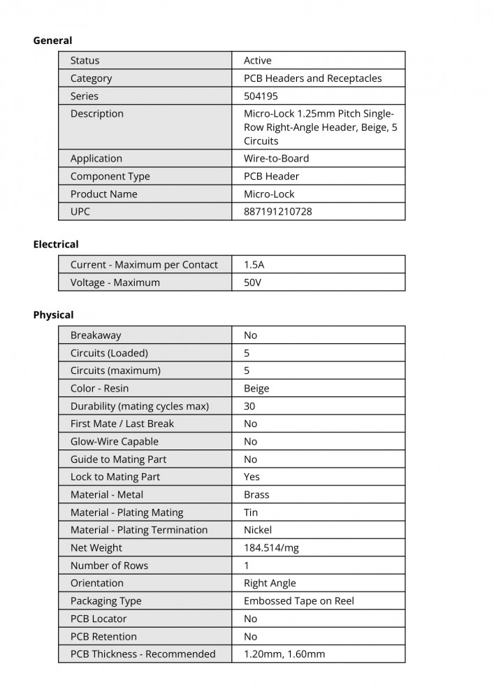 MOLEX 5041950570 technical document page 2