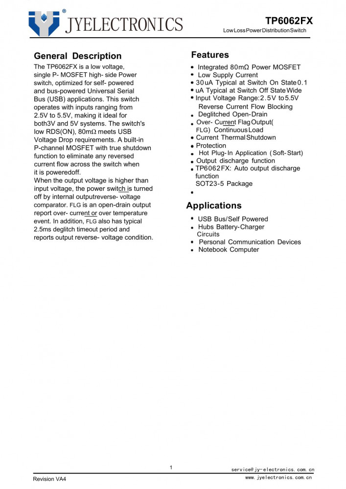 TP6062FX datasheet page 1