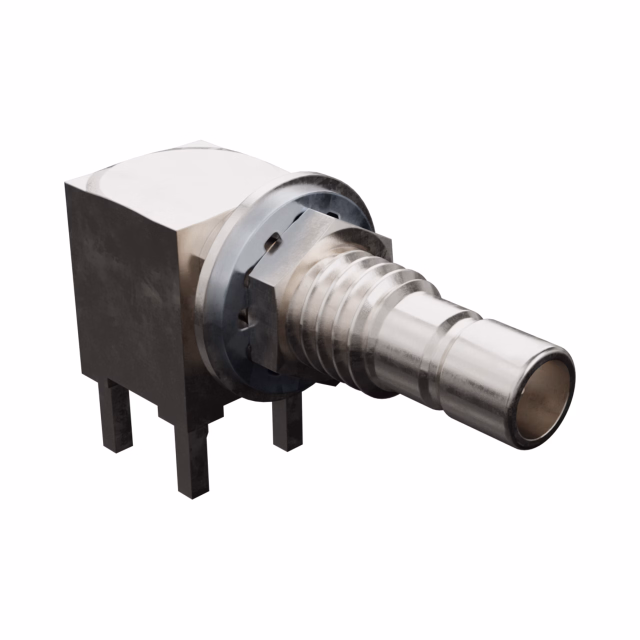 SMB Jack, Right-Angle, Bulkhead Receptacle, PCB, Through Hole, Brass Body, Nickel (Ni) Plated, Nut and Lockwasher Included, Tray, 50 Ohms for sale