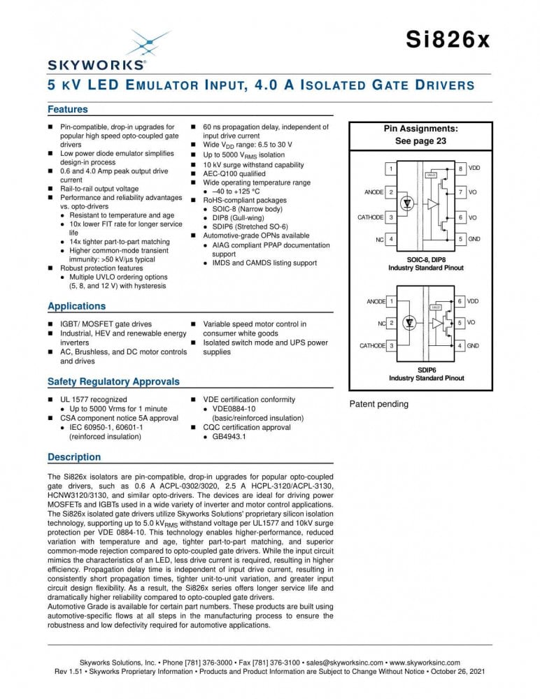 SI8261BBC-C-ISR datasheet page 1
