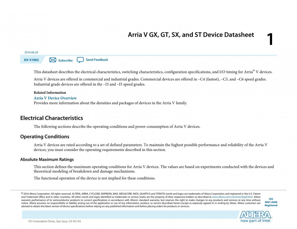 Arria V datasheet page 4