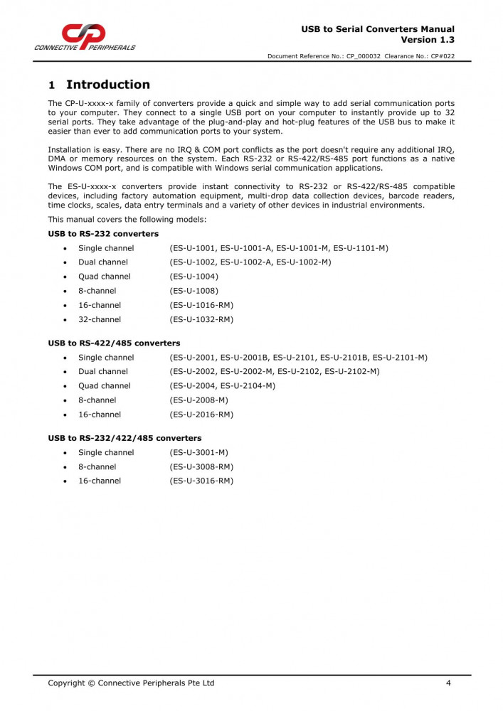 USB to Serial Converters manual preview, page 4