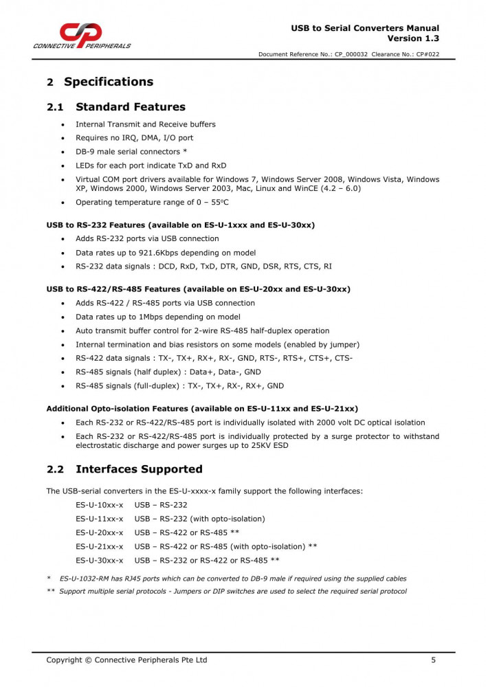 USB to Serial Converters manual preview, page 5