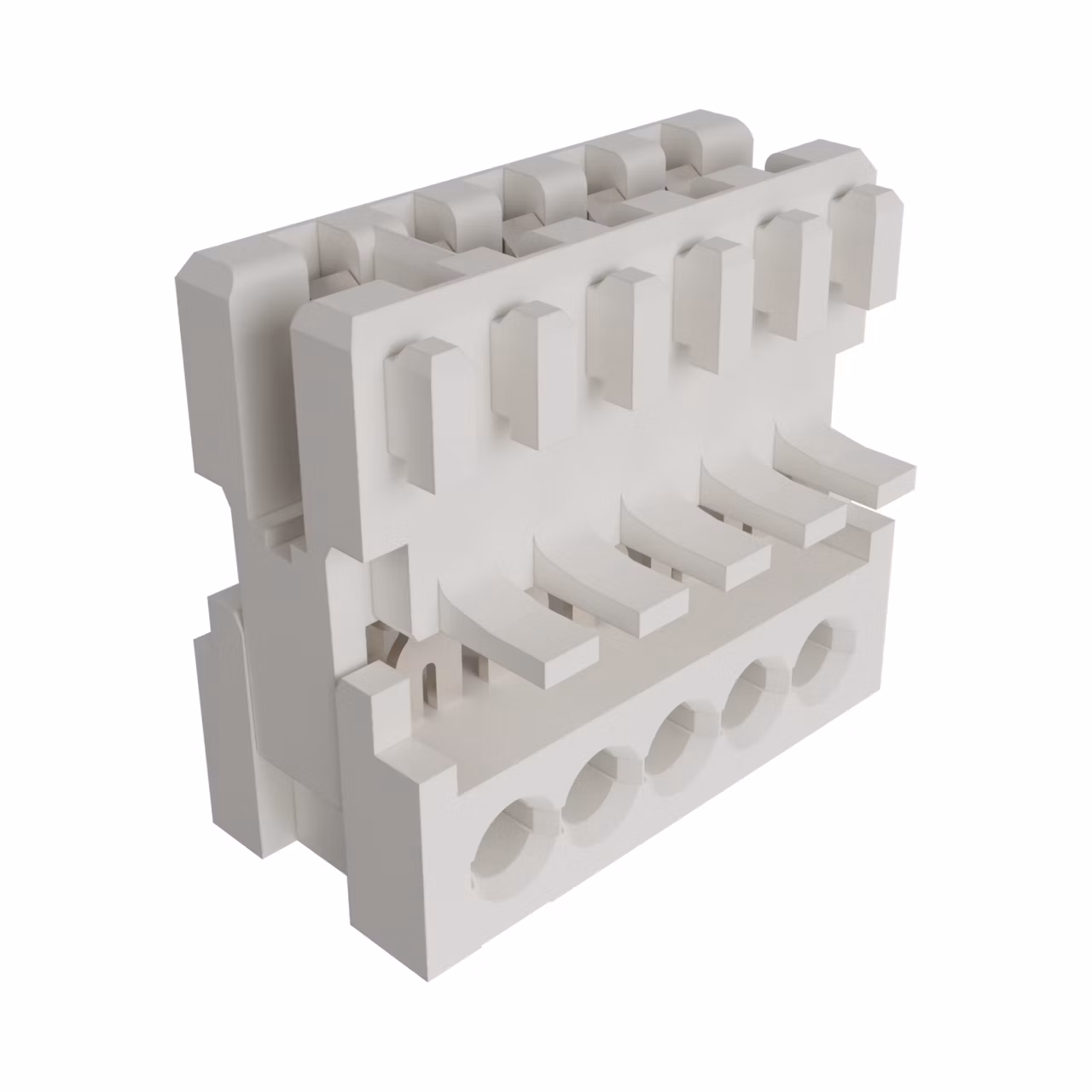 Appli-Mate RAST 2.5 Female Connector, 2.50mm Pitch, 5 Circuits, All Position Keys, Open Endwalls, Polarizing Rib Between Circuits 1 & 2 for sale