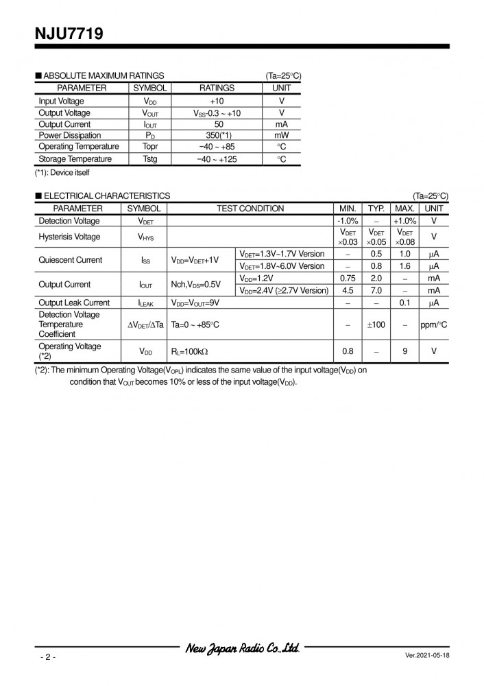 NJU7719 datasheet page 2