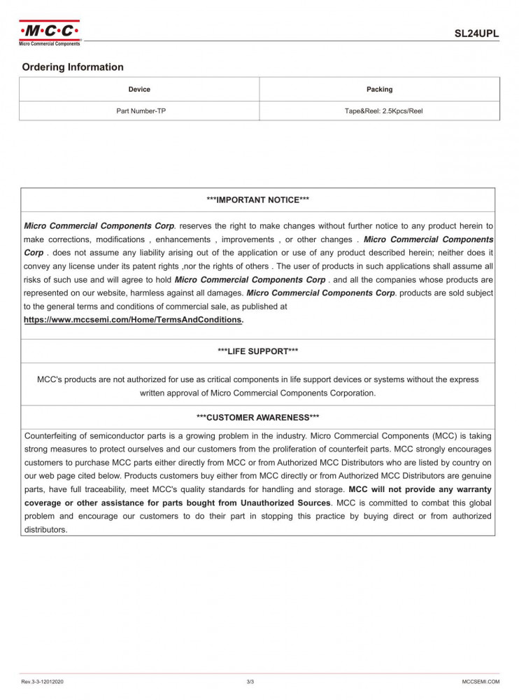 SL24UPL-TP datasheet page 3