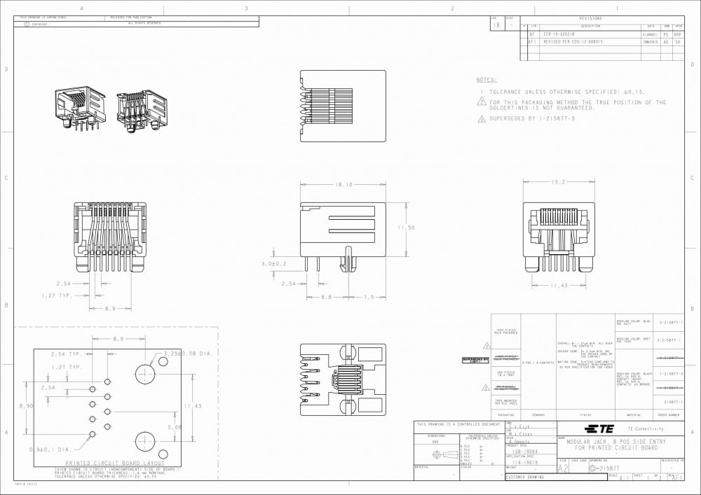 TE Connectivity 215877 drawing sheet 1