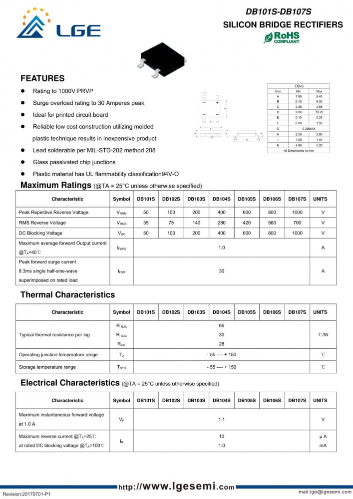 LGE DB104S datasheet page 1