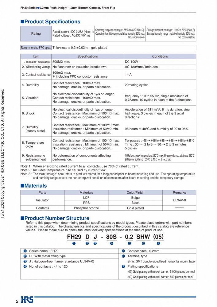 HRS FH29 datasheet page 2
