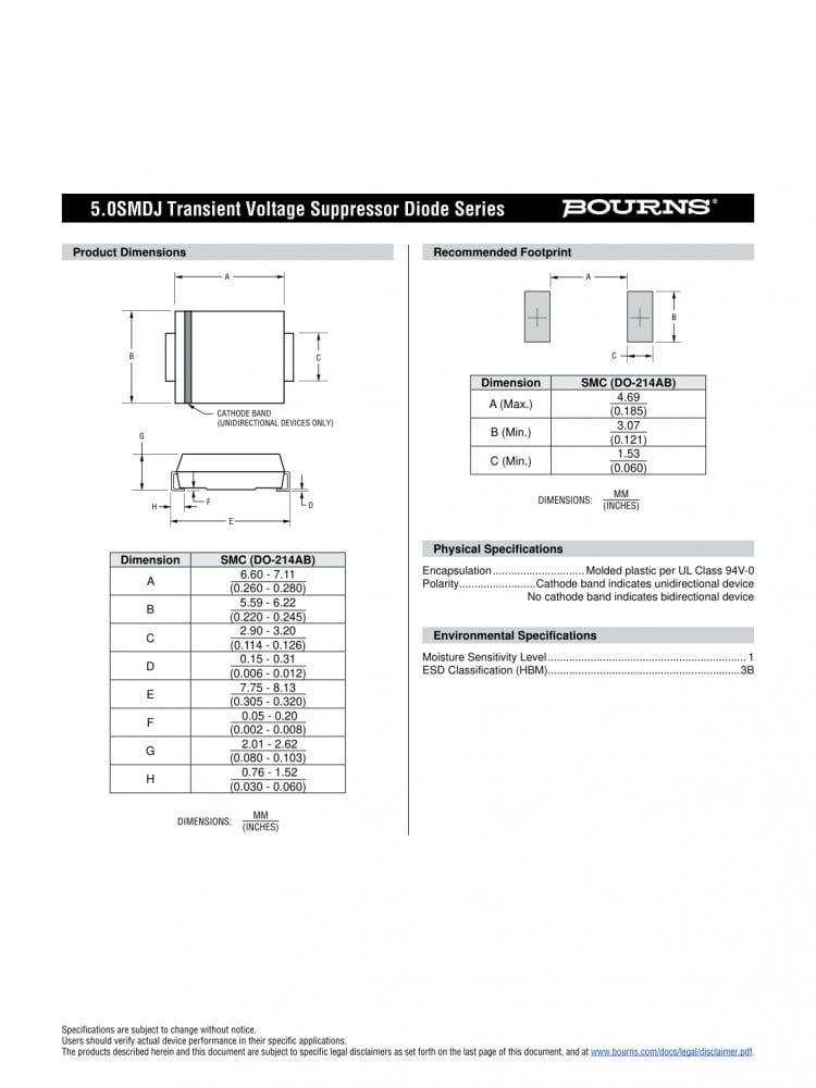 BOURNS 5.0SMDJ series datasheet page 3