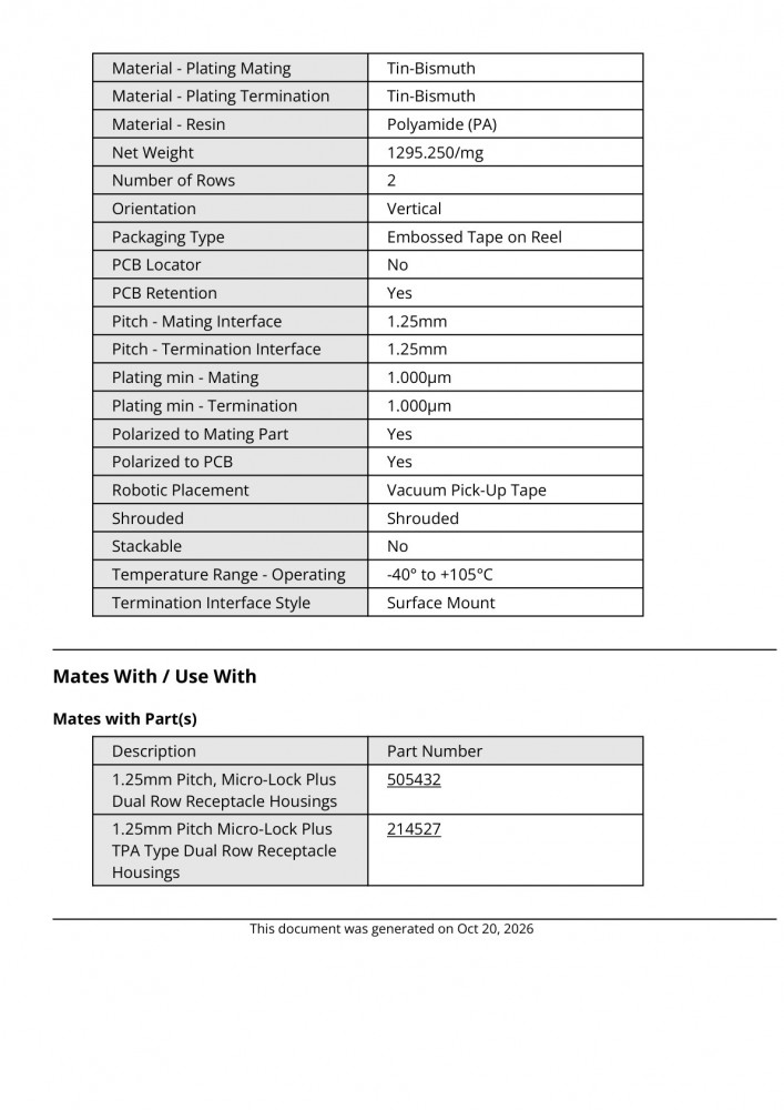 Technical document image 3 for MOLEX 5054332280
