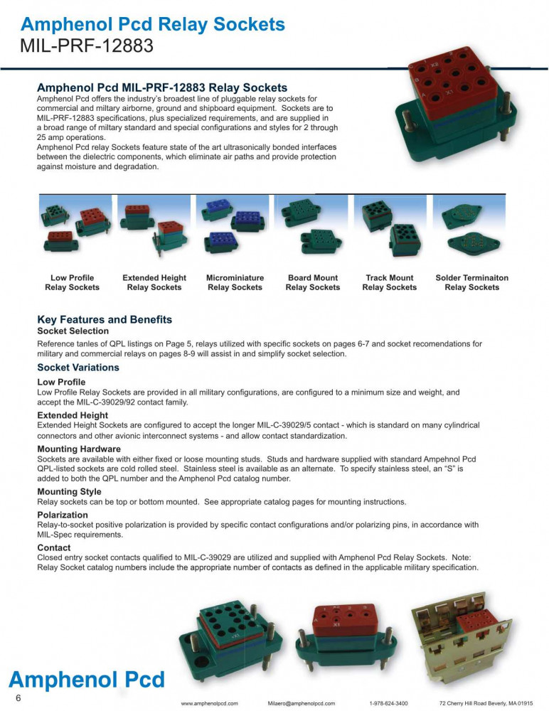 Amphenol Pcd relay socket document page 1