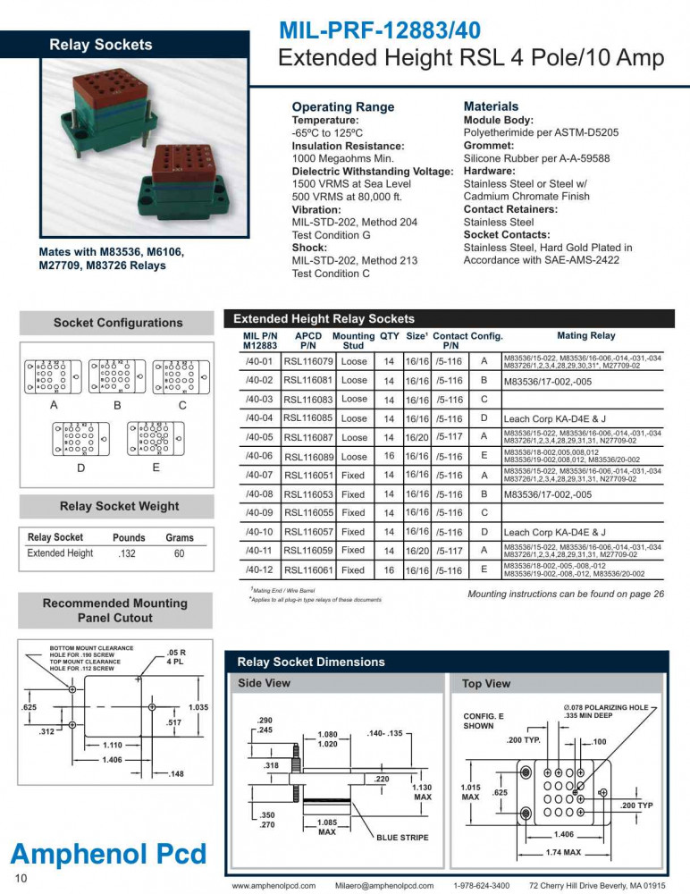 Amphenol Pcd relay socket document page 5