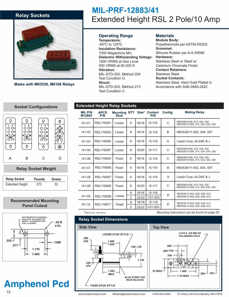 Amphenol Pcd relay socket document page 7